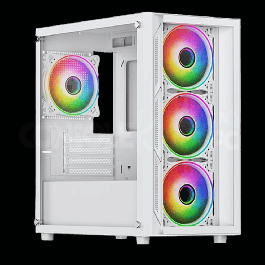 Vida Lucid White ARGB Gaming Case w/ Glass Front & Side, Micro ATX, 4x ...